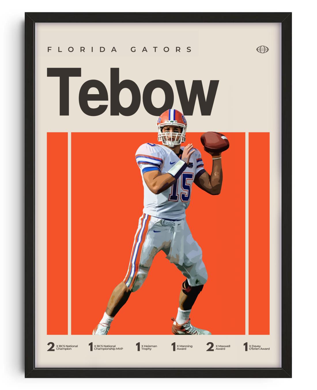 Tim Tebow Poster - Florida Gators Art Print | BigWeekend Store