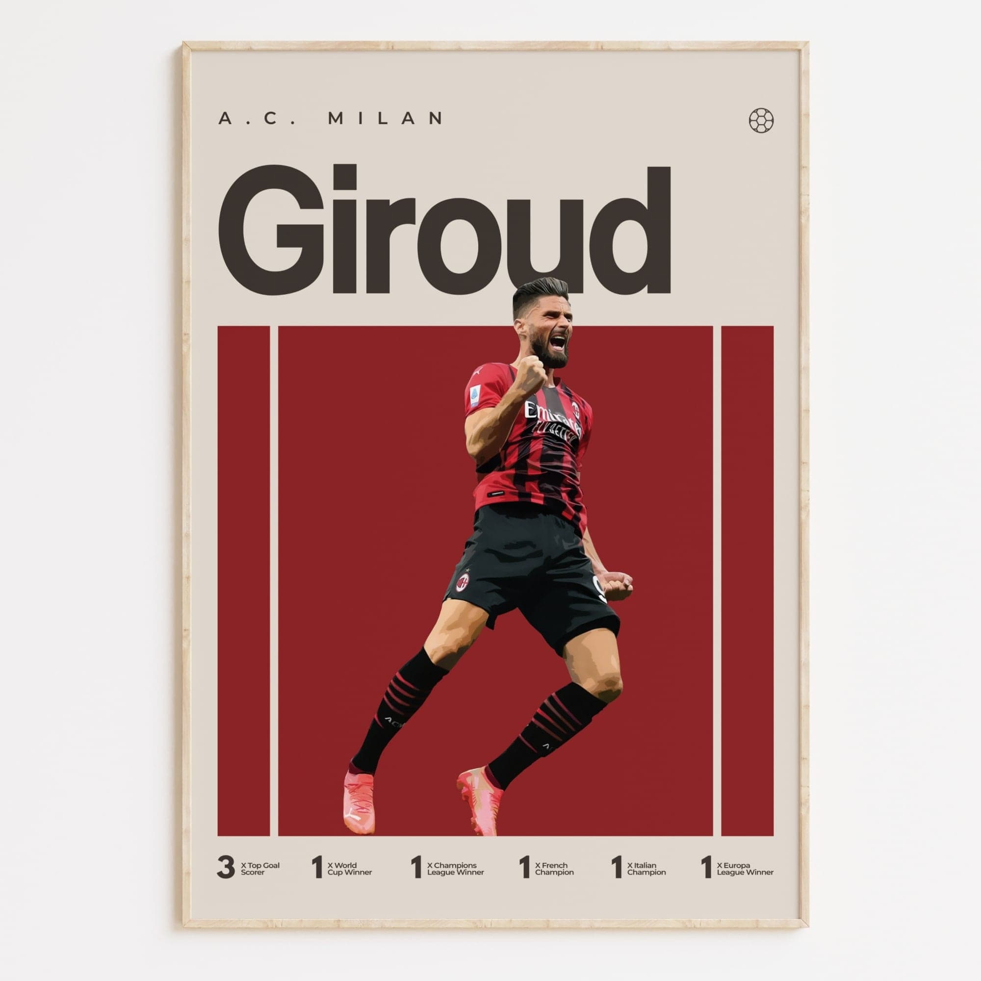 Olivier Giroud Poster - AC Milan Print | BigWeekend Store