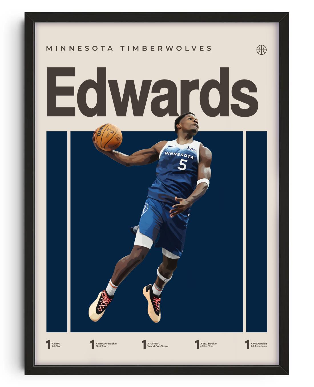Anthony Edwards Poster - Minnesota Timberwolves Print | BigWeekend store
