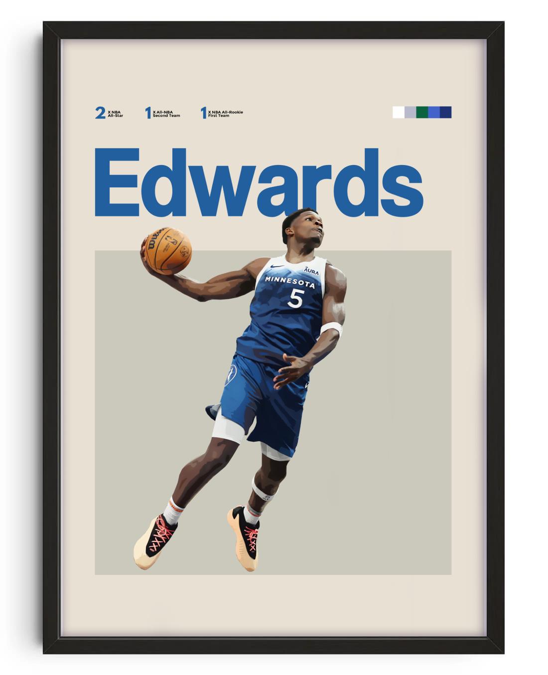 Anthony Edwards Poster - Minnesota Timberwolves Print | BigWeekend store