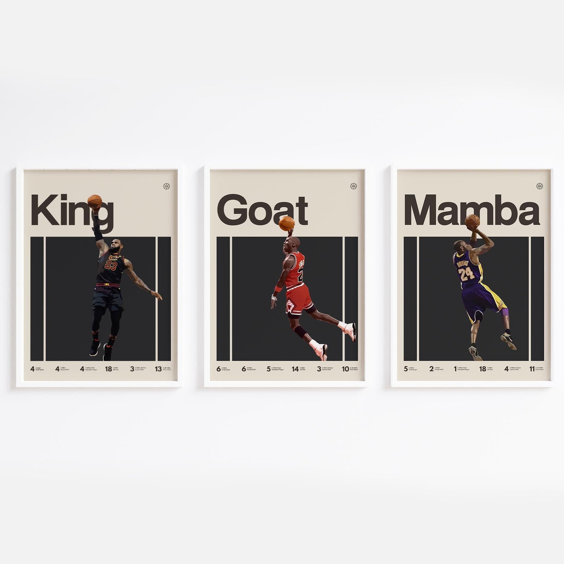 NBA Posters set of 3 - King, Goat, Mamba