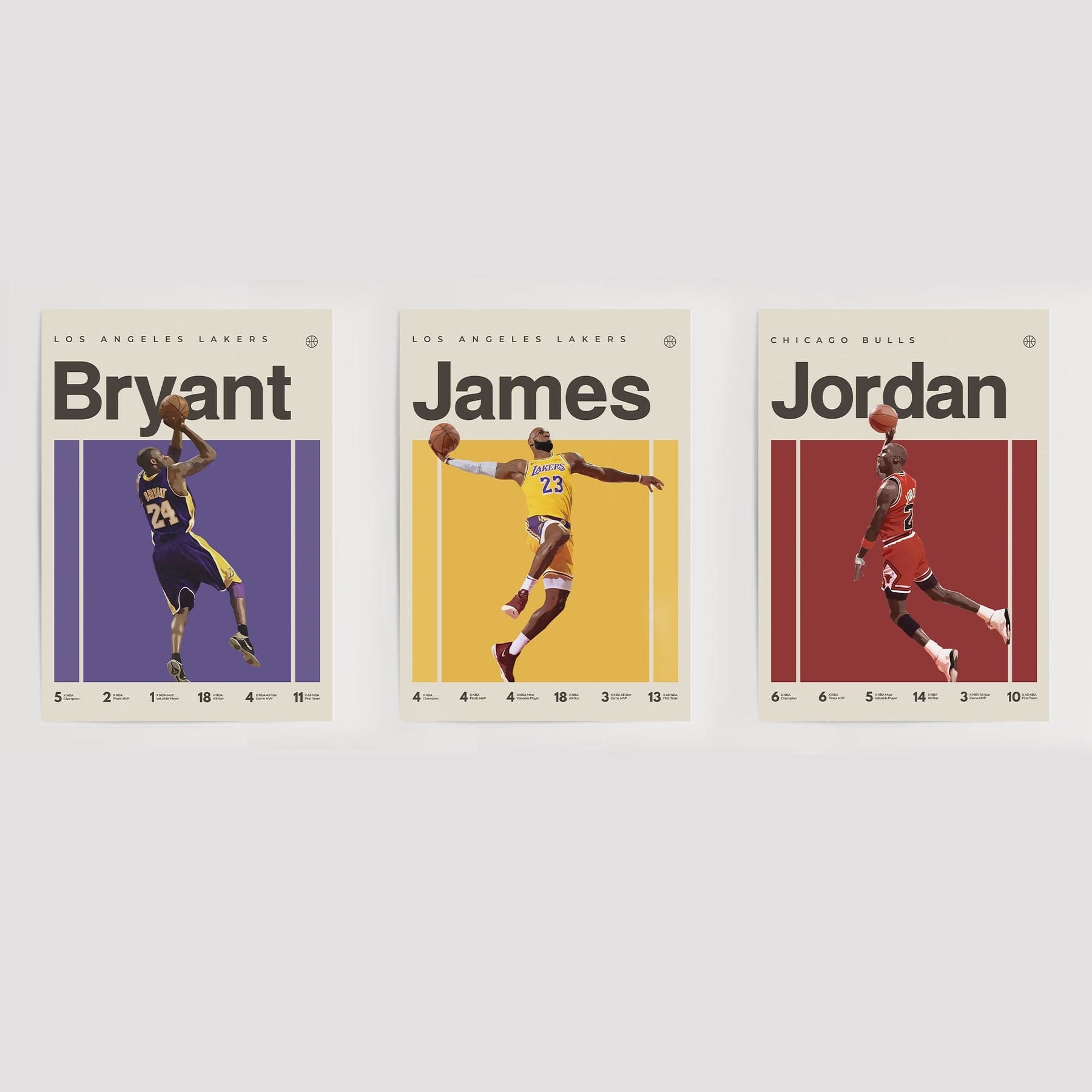 NBA Posters(Set of 3)- James, Bryan, Jordan