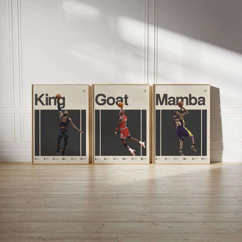 NBA Posters set of 3 - King, Goat, Mamba